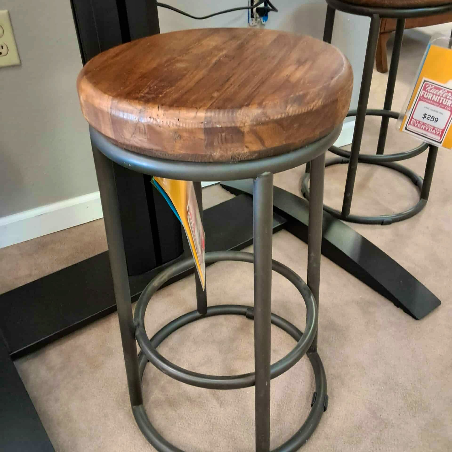 Round Counter Height Stool-Industrial Style-Wood and Metal | Kuebler's ...